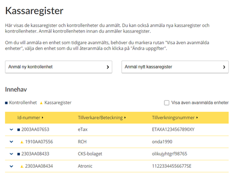 User guide for how to use the e-service Cash registers – Register ...